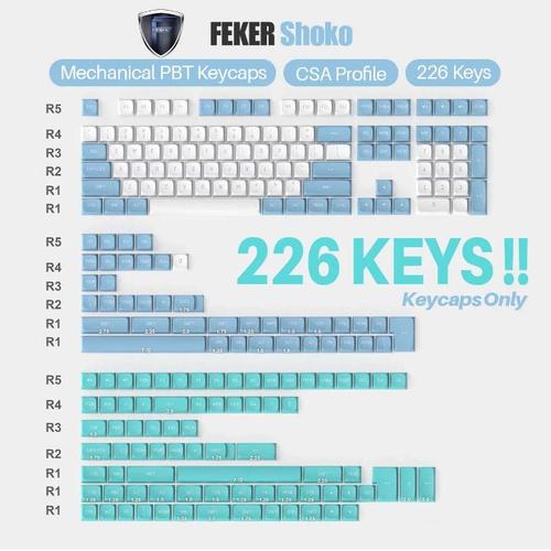 Jual Keycaps Feker Shoko Blue and Mint CSA Profile Keyboard - Kab ...