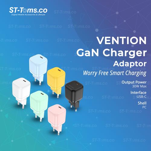 Jual Vention GaN Charger Adaptor USB-C Mini Power Adapter 30W - FAK ...