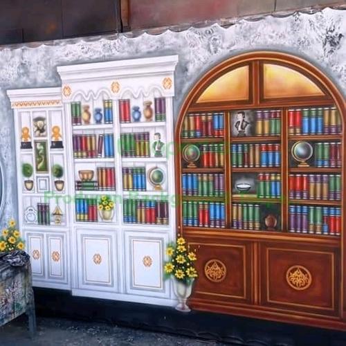 Jual Background rak buku latar wisuda 3x6m dan ukuran lain - desain2 ...
