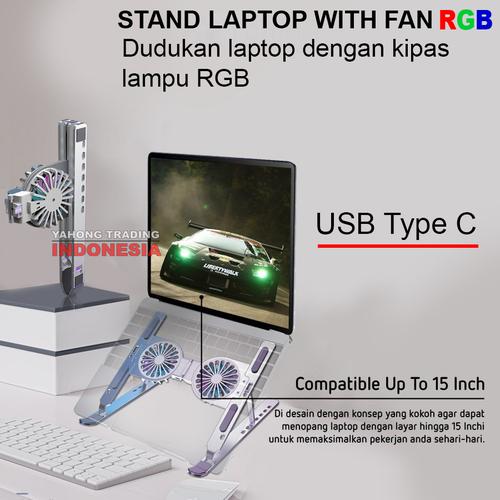 Jual Dudukan Laptop Stand Alas Laptop Aluminium Cooling Pad With FAN ...