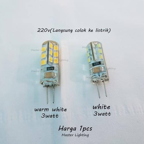 Jual Lampu halogen Kacang LED 3W 220V / 12V G4 Kaki tusuk warm white ...