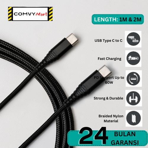 Promo Kabel Data Type-C to Type-C PD 60W 3A QC3.0 Fast Charge Nylon ...