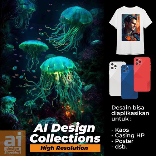 Jual Design AI Generated Hi-Res - Bio Luminescent Seaweed - PIC350 ...