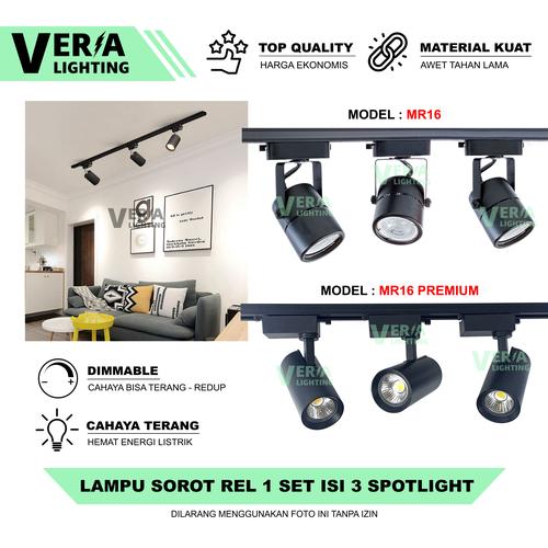 Jual Paket 3 Lampu Sorot Plafon Rel Spotlight Track Rell Dimmable ...