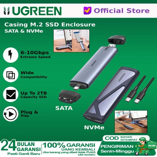 Promo UGREEN SSD Casing Enclosure M.2 NVMe SATA To USB 3.1 / USB C ...