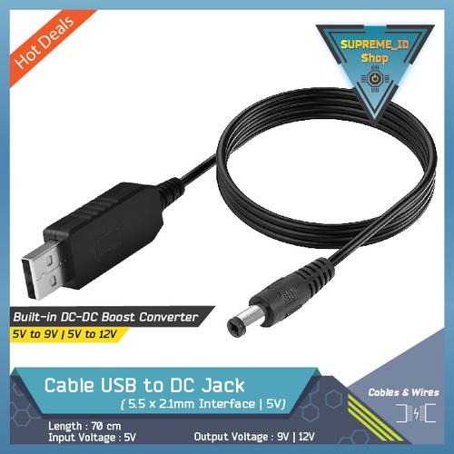 Jual Step Up Boost Converter Kabel Cable USB to DC Male Jack 5.5 x 2 ...