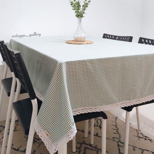 Jual Taplak Meja Makan Renda 4 kursi (custom size) Kain katun jepang ...