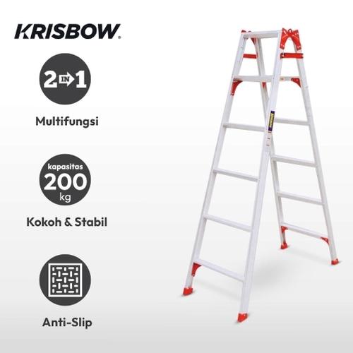 Jual TANGGA LIPAT KRISBOW ALUMUNIUM LADDER 2 IN 1 6X2 STEPS MERAH ...