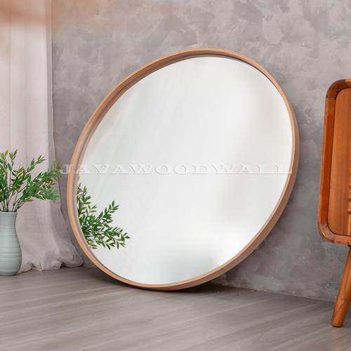 Promo Cermin Bulat Diameter 80 cm | Frame PLYWOOD Motif Kayu - Walnut ...