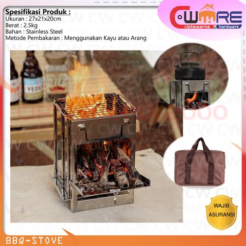 Jual Tungku Pembakaran BBQ Kayu Bakar Api Camping Portable Stainless ...