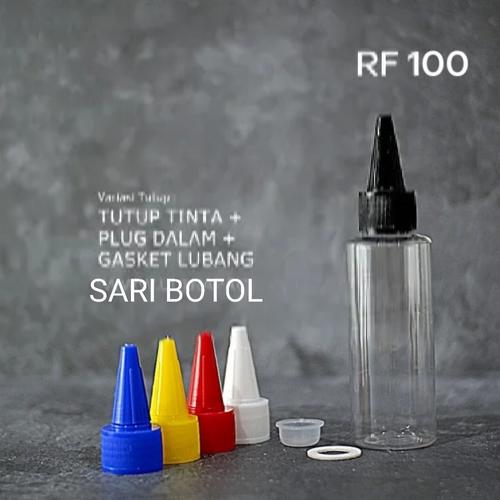 Jual BOTOL TINTA REFFIL / BOTOL PET RF 100ML CLEAR TUTUP TINTA KERUCUT ...