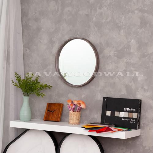 Jual Cermin Bulat Diameter 40 cm | Frame PLYWOOD Motif Kayu - Grey ...
