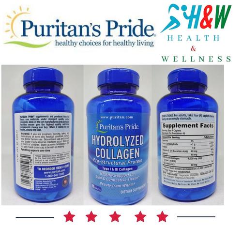 Jual Suplemen Vitamin Puritan Hydrolyzed Collagen 180 tablet utk Anti ...