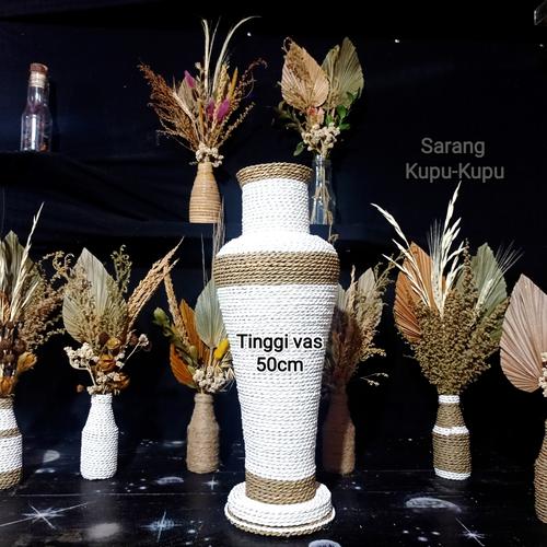 Jual Vas Bunga Kering model guci ukuran 50cm Bahan Rotan dan mendong ...