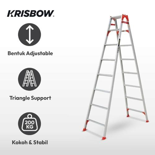 Jual TANGGA LIPAT KRISBOW ALUMUNIUM LADDER 2 IN 1 8X2 STEPS MERAH ...