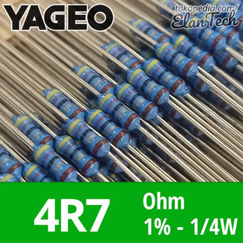 Jual Resistor Yageo 4R7 1/4W 1% 0.25W 1/4 W 4.7 Ohm ElanTech - Jakarta ...