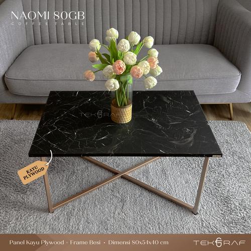 Jual TEKGRAF NAOMI 80 GB Meja Tamu Coffee Table Black Marble Kayu Kaki ...