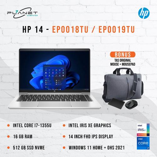 Jual Laptop HP 14 EP0018TU Intel Core i7-1355U 16GB 512GB Windows + OHS ...