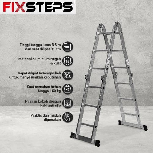 Jual TANGGA LIPAT FIXSTEP ALUMUNIUM LADDER MULTIPURPOSE 3.36M 3X4 STEP ...