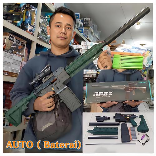 Jual Mainan Tembakan Nerf M416 Model Auto Blaster Baterai - Senapan Peluru - Nerf Silincer ...