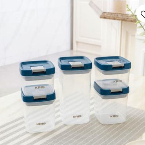 Jual Kris Set 5 Pcs Wadah Makanan 0ne Push Open/ toples kue toples ...