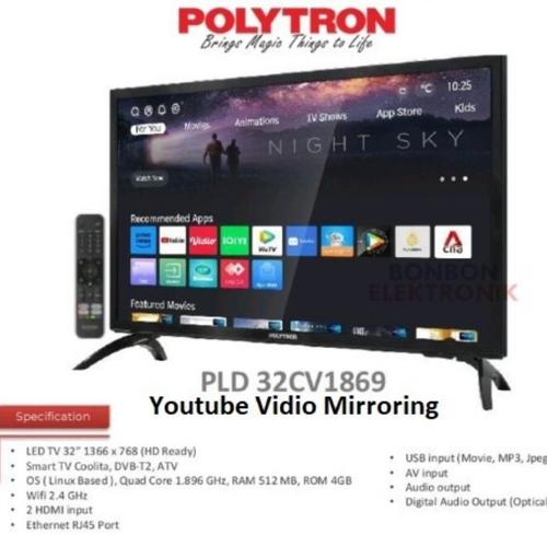 Jual SMART TV Led 32 inch POLYTRON POLITRON Digital PLD 32CV1869 ...