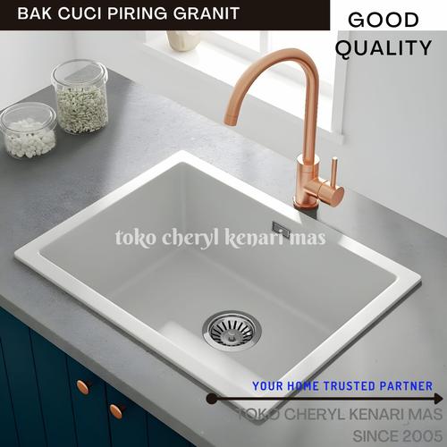 Jual KITCHEN SINK GRANITE BAK CUCI PIRING UNDERMOUNT PUTIH WHITE BERTU ...
