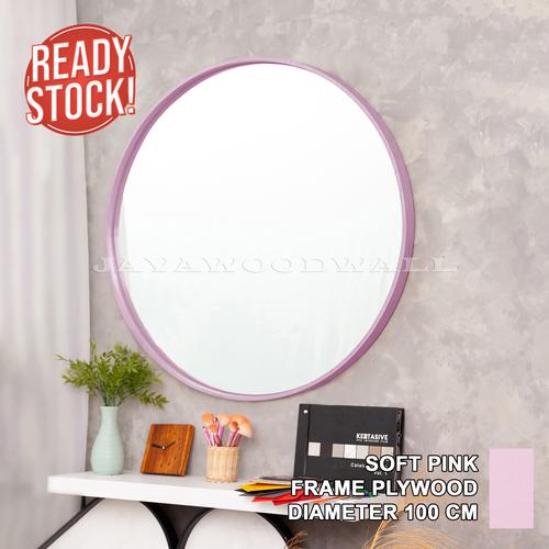 Promo CERMIN BULAT DIAMETER 100 CM ROUND MIRROR WASTAFEL FRAME PLYWOOD ...