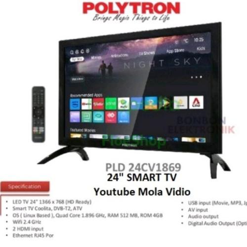 Jual SMART TV Led 24 inch POLYTRON POLITRON Digital PLD 24CV1869 YouTube - Kota Bandung ...