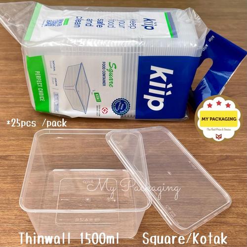 Jual Thinwall BENING 1500 ml kotak square Container Microwaveable 25pcs ...