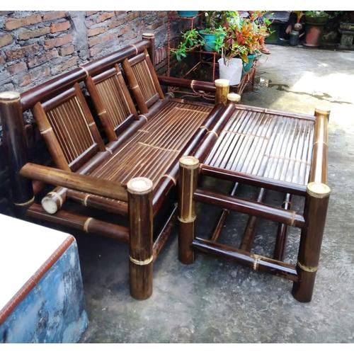 Jual KURSI PANJANG + MEJA KURSI BAMBU HITAM LINCAK BAMBU KURSI TAMU ...