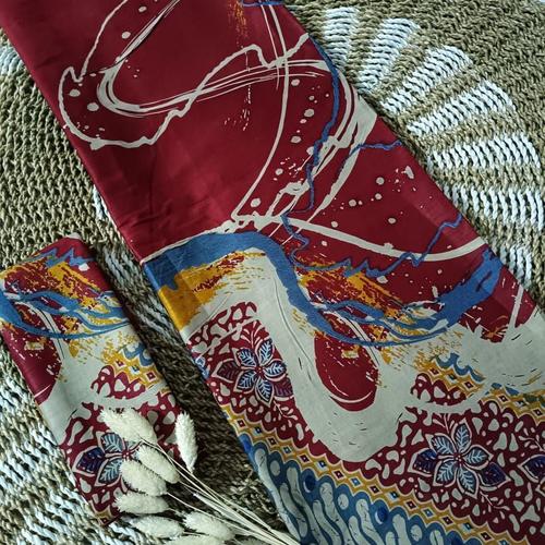 Jual kain batik murah sogan printing seno abstrak - Kuning - Kota ...