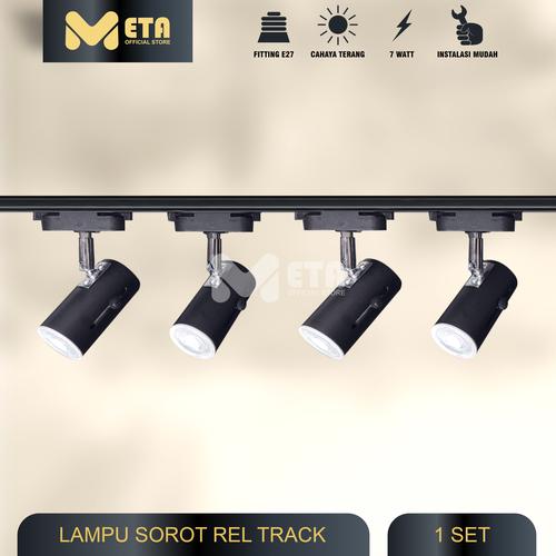 Jual Lampu sorot rel track led 1 set isi 4 spotlight e27 - Body Putih, Kuning Warm - Kab ...