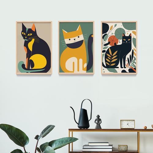 Jual lukisan print kucing minimalis wall art - dekorasi dinding frame ...
