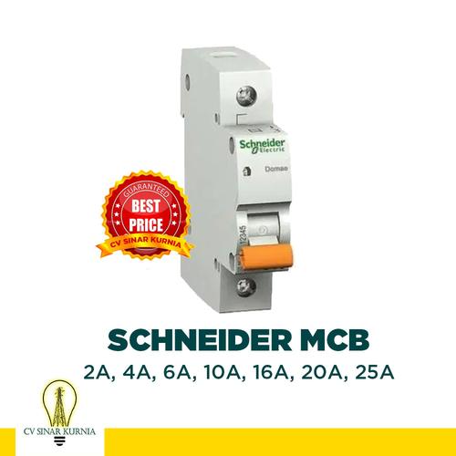 Jual MCB SCHNEIDER ORI 1 Phase 2A, 4A, 6A, 10A, 16A, 20A, 25A MCB 6000 ...