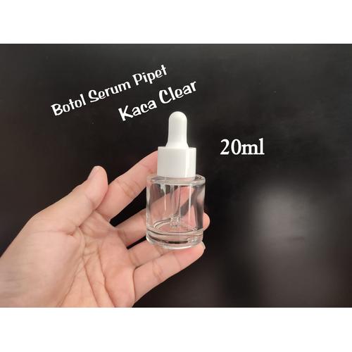 Jual Botol serum 20ml Pipet kaca bening Kemasan kosmetik makeup Farmasi ...