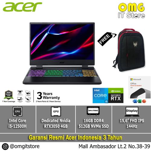 Jual Acer Nitro 5 AN15-58 i5 12500H 16GB 512GB NVMe RTX3050 15.6 FHD ...
