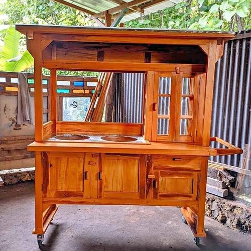 Jual Gerobak mie ayam bakso roda troli kayu mahoni - gerobak dandang ...