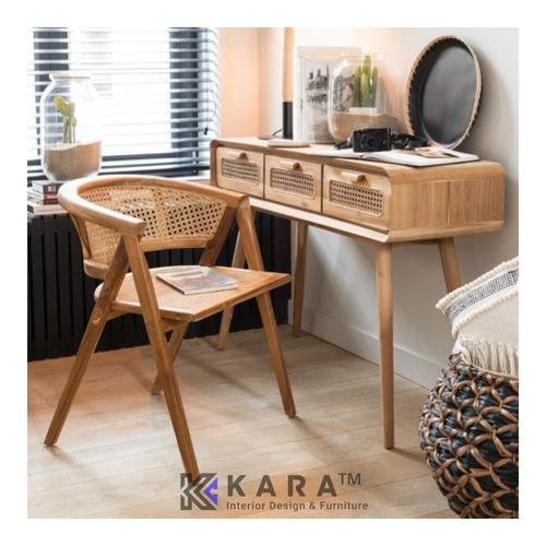Jual Meja Rias Kayu Jati Anyaman Rotan Set Kursi / Dressing Table - Cat ...