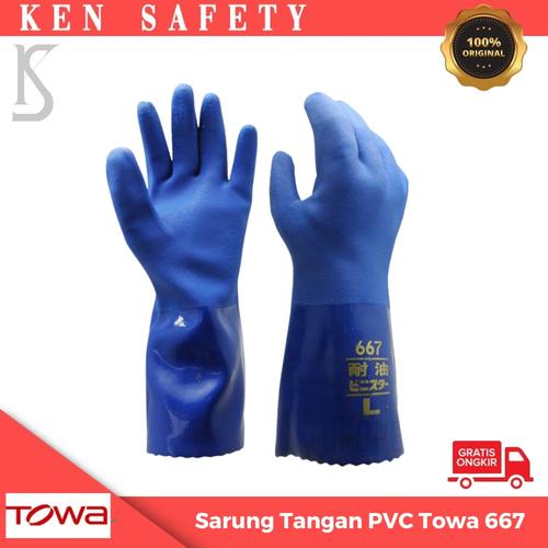 Jual Sarung Tangan Karet Tahan Kimia Murah PVC TOWA 667 - M - Jakarta Utara - Ken Safety | Tokopedia