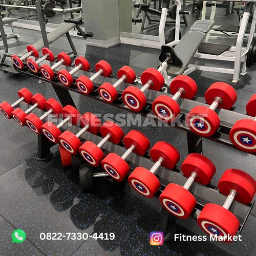 Jual Captain America Fixed Dumbbell 2.5-25kg Total 275KG Dumbel Barbell ...