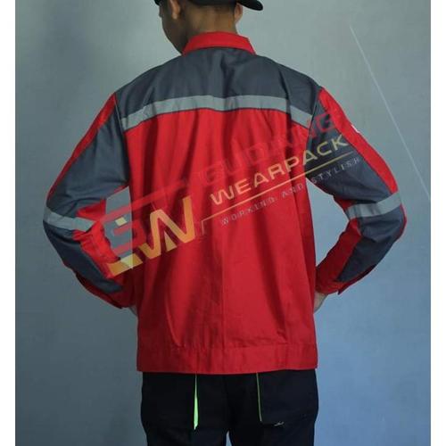 Jual Wearpack Safety Atasan MERAH Kombinasi ABU (Kemeja Safety/Baju K3 ...