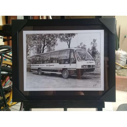 Jual Lukisan Pensil Bus Jadul PO Tri Kusuma Purwokerto Type Apollo ...