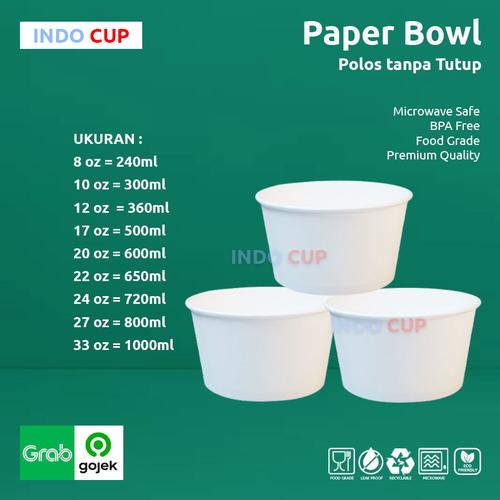 Jual Paper Bowl Polos | mangkok kertas | tanpa tutup - 20 oz (600ml ...