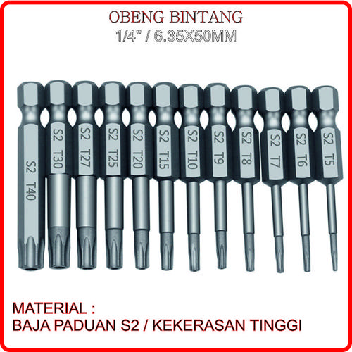 Jual OBENG T / BUNGA / OBENG TORX (1/4") 6,35x50MM GAGANG OBENG HEX 6 ...