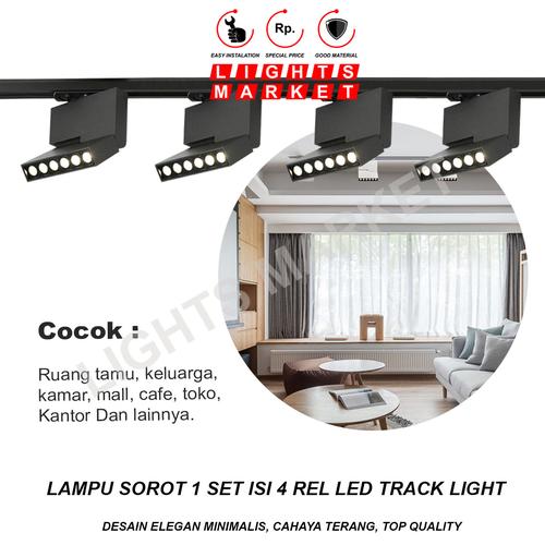 Jual Paket 4 Lampu Sorot Rel Plafon LED Track Light Rell Spotlight Fold ...
