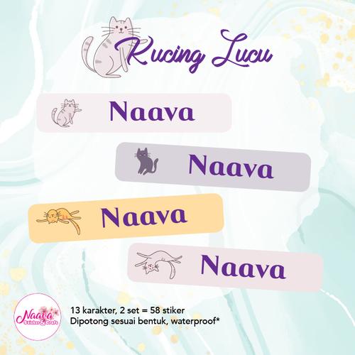 Jual STIKER LABEL PENSIL NAMA ANAK - KUCING LUCU - Kertas Stiker Glossy ...