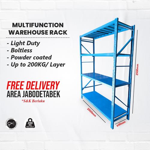 Jual Rak Gudang Besi 2.5 Meter 4 Layer Susun Light Duty 200kg Per Susun ...