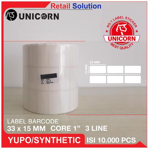 Jual Stiker Label Barcode YUPO Synthetic 33x15 mm / 33 x 15 mm ...