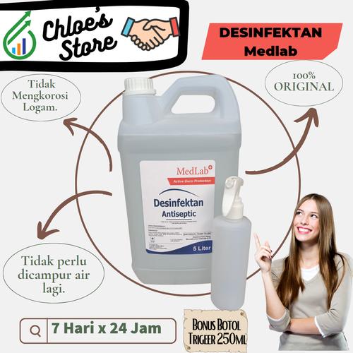 Jual DESINFEKTAN MedLab 5 Liter antiseptik +Botol Trigger - + Botol ...